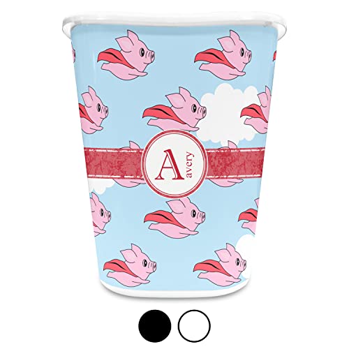RNK Shops Flying Pigs Waste Basket - Single Sided (Black) (Personalized)
