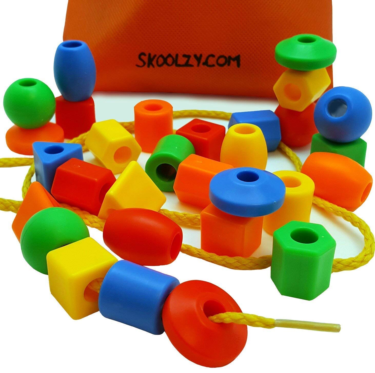 Skoolzy Fine Motor Skills Toys for Kids - Preschool Lacing Beads and Pegboard with Pattern Cards - Montessori Occupational Therapy Games for Kids