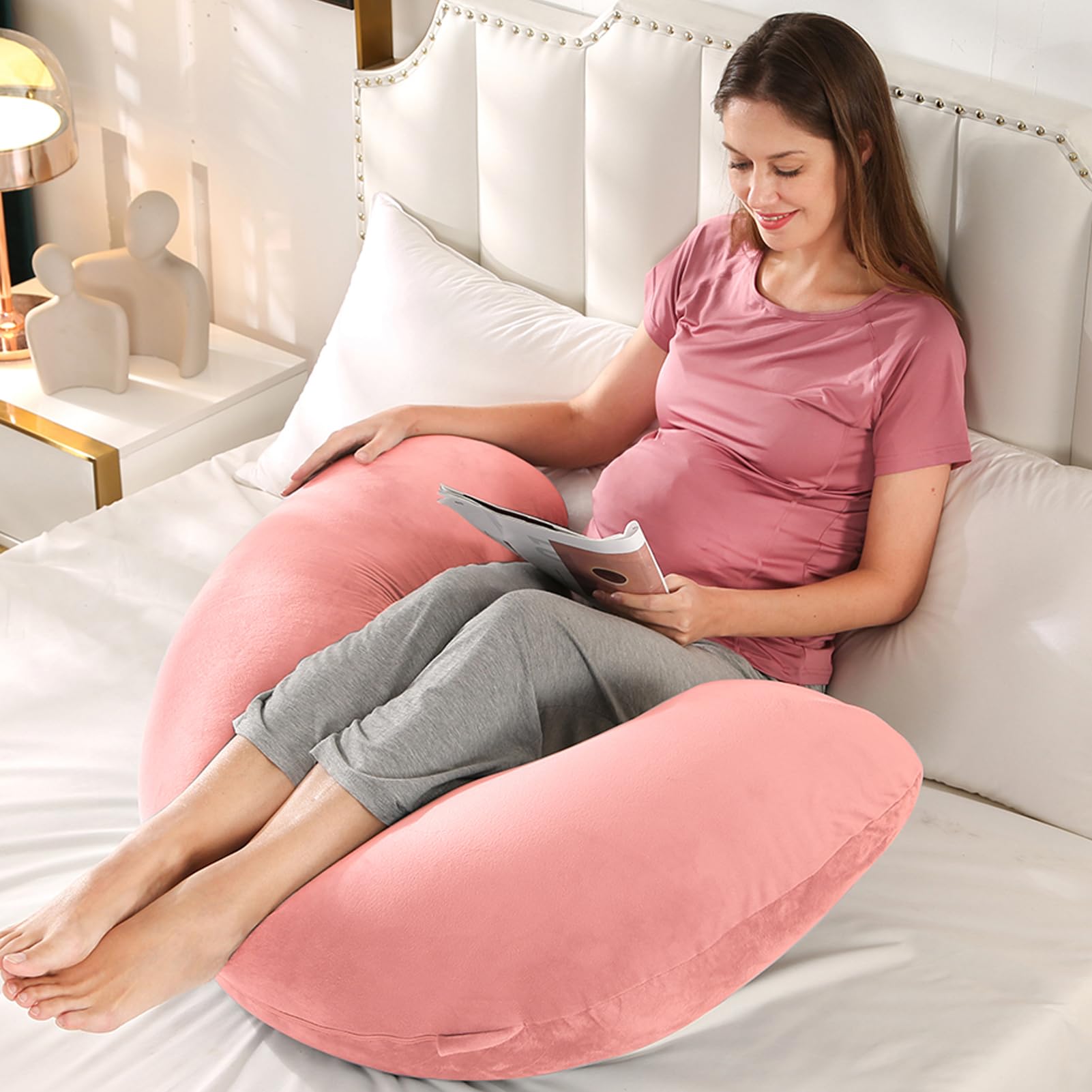 BATTOP Pregnancy Body Pillows for Sleeping,Maternity Pillow with Removable Cover,Support for Belly,Hips, Legs,Pregnancy Must Haves,Side Sleeper Body Pillow