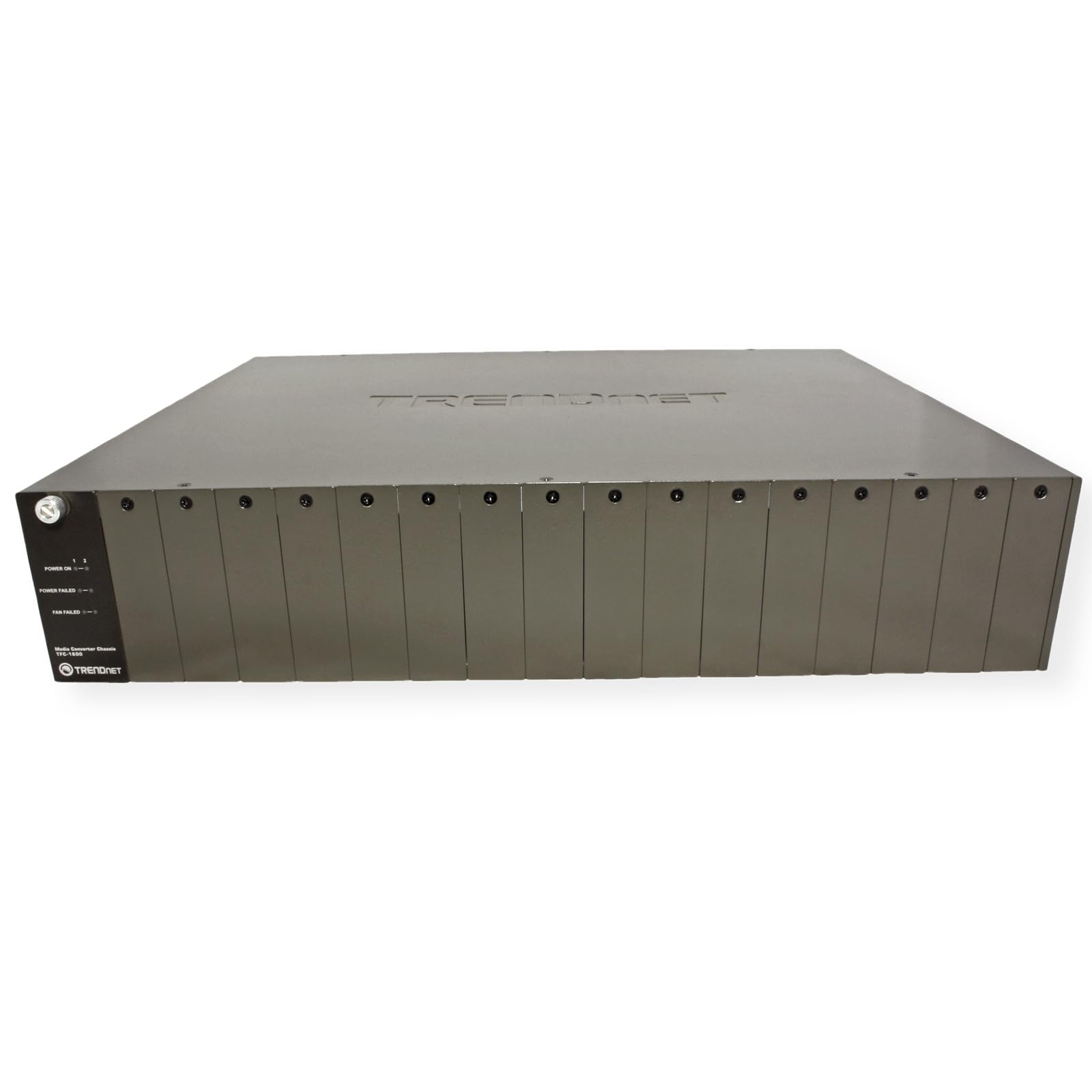 TRENDnet 16-Bay Fiber Converter Chassis System, Hot Swappable, Housing for up to 16 TFC Series Media Converters, Fast Ethernet RJ45, RS-232, SNMP Management Module, Lifetime Protection, TFC-1600