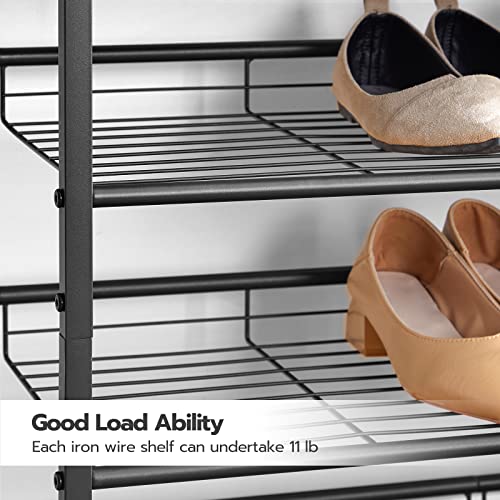 HOOBRO Shoe Rack, 4 Tier Shoe Organizer, Adjustable Shoe Shelves, Flat or Slanted, Holds 9-12 Pairs, Stable and Durable for Entryway, Closet, Rustic Brown and Black BF09XJ01