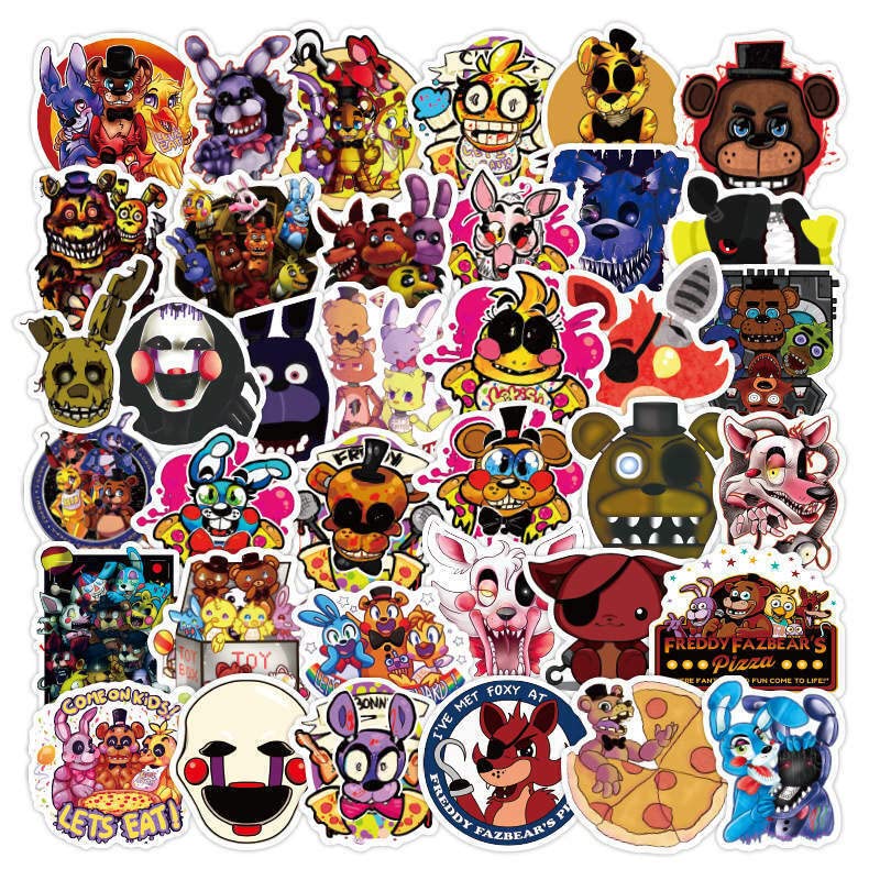 FoxYaye FNAF Stickers - Waterproof Durable Reusable Vinyl Decals, 10, 20, 50, Water Bottle Bike Bumper Luggage Skateboard Graffiti, Best Gift for Kids or Children (10)