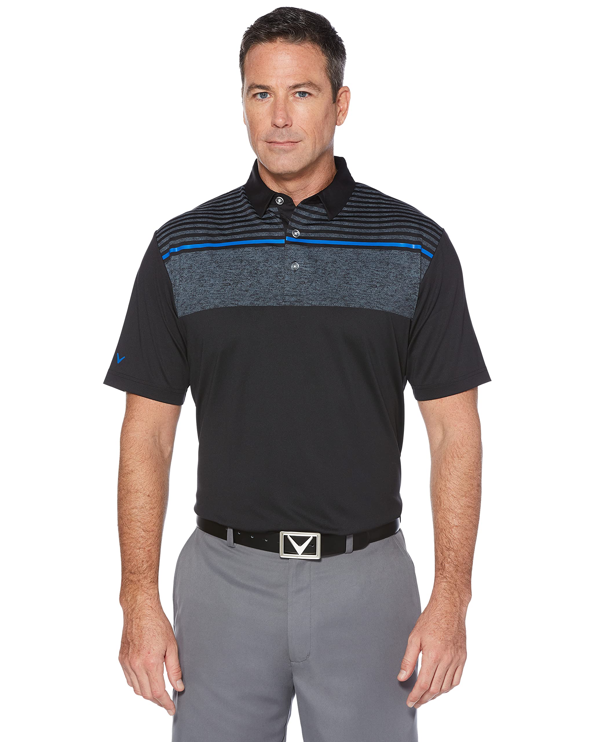 Callaway Men's Chest Print Polo Shirt, Black, XXX Large