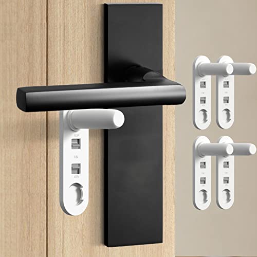 Childproof Sliding Glass Door Lock, Baby Safety Slide Window Locks for Kids Proof Patio Closet Doors No Drilling Tools Needed Easy Installation (White-Count of 1)