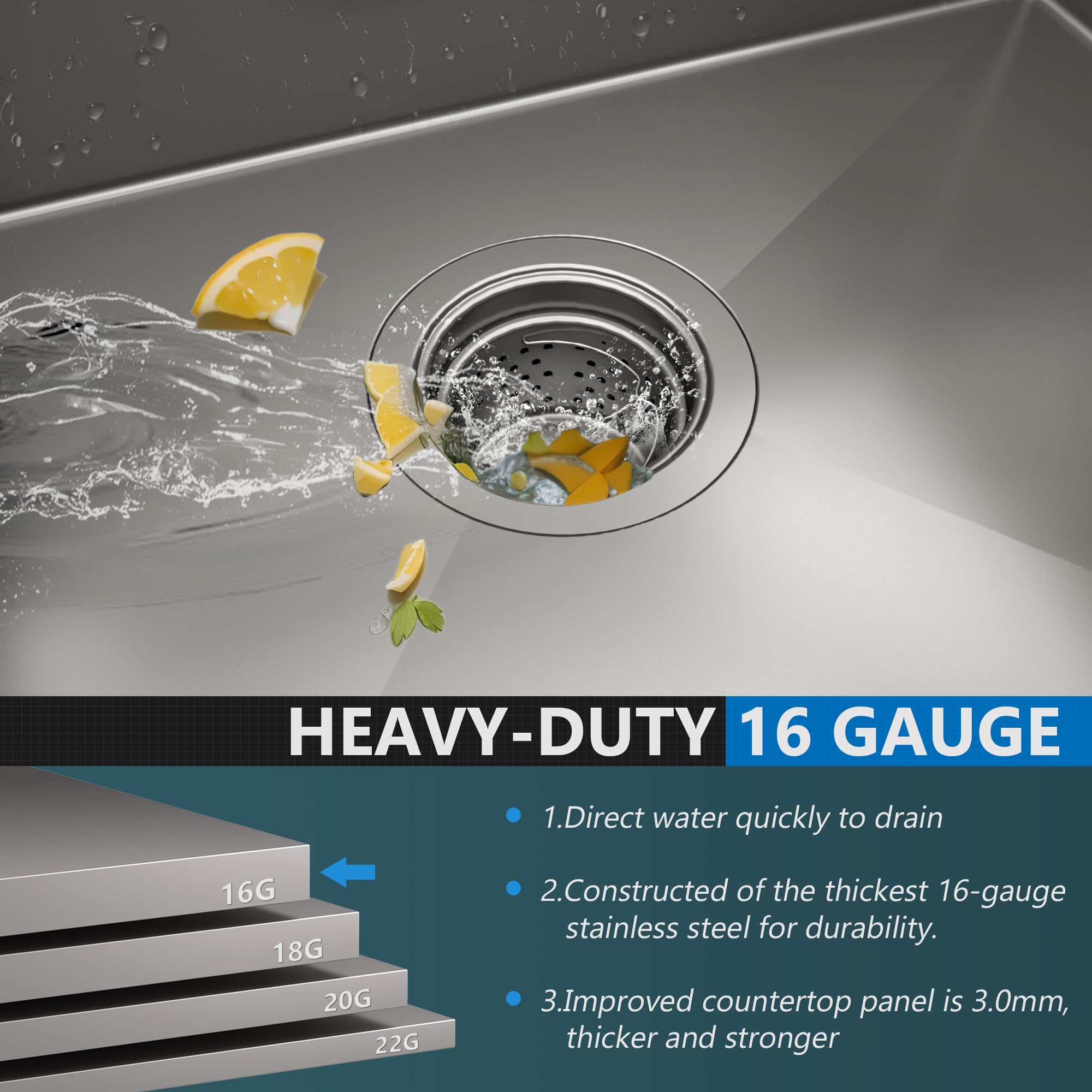 Bar Sink, MENSARJOR 14'' x 18'' Single Bowl Kitchen Sink, 16 Gauge Undermount Stainless Steel Square Small Kitchen Sinks, Bar or Prep Sink (14" x 18" x 8.5")