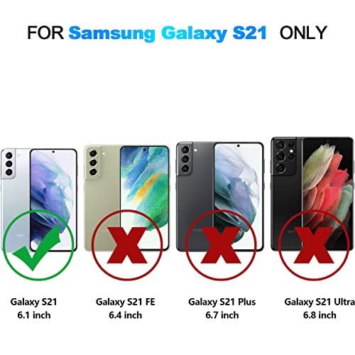 Nvollnoe for Samsung S21 Case with Card Holder 5G 6.2 inch Dual Layer Heavy Duty Protective Galaxy S21 Case Hidden Card Slot Slim Wallet Case for Samsung S21(Green)