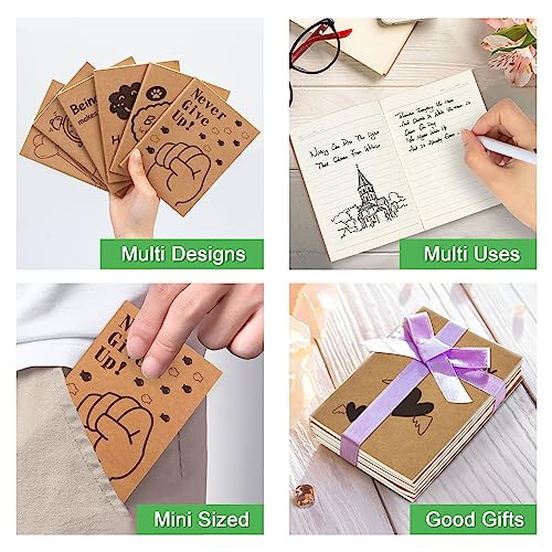 Feela 30 Pack Kraft Notebook, 15 Different Designs 80 Lined Pages A6 Journal, 4.1 X 5.8 Inches Cute Mini Pocket Notebooks and Journals for Women Travelers Girls Students Making Plans Writing Memos