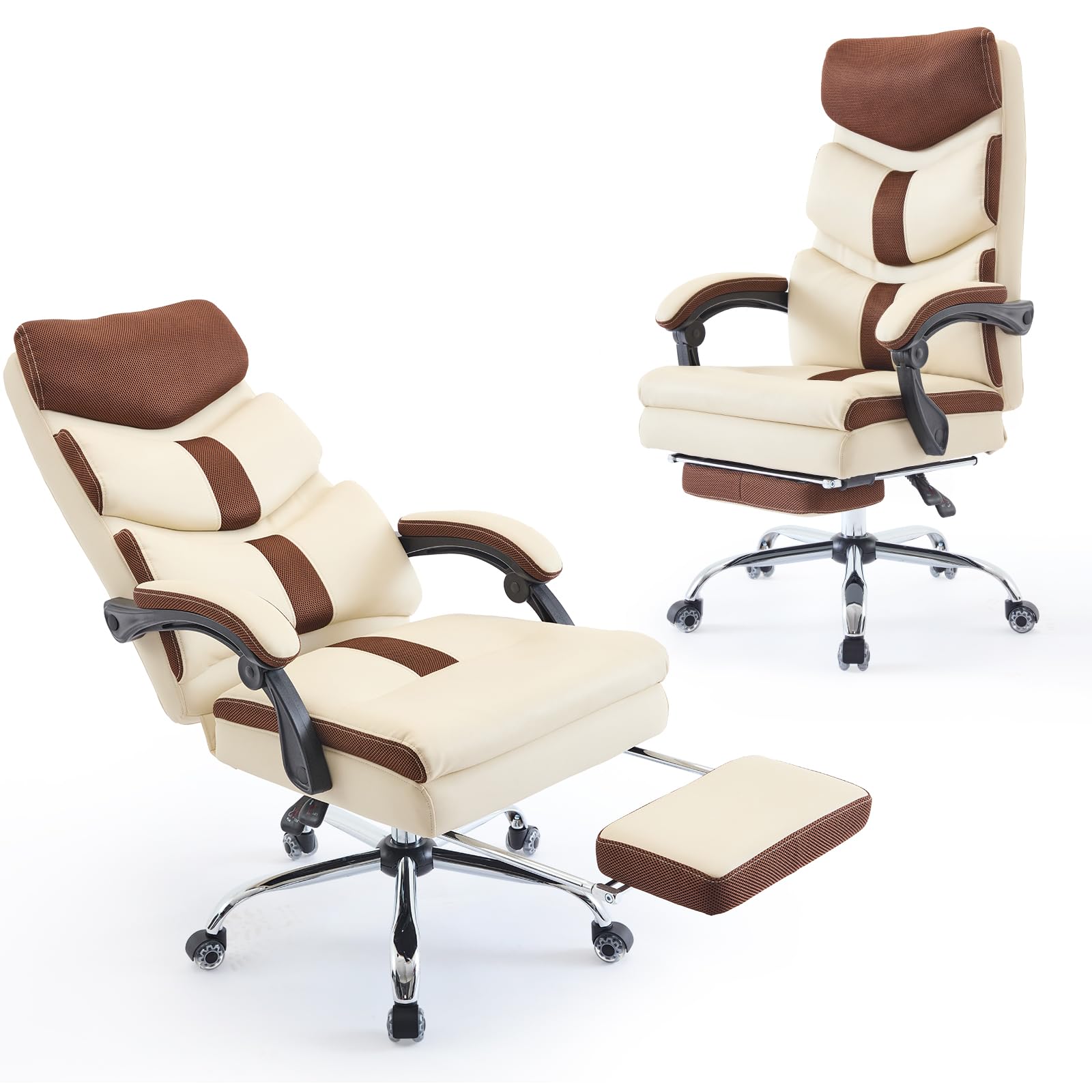 Executive Office Chair with Foot Rest, Ergonomic Big and Tall Computer Desk Chair Back Support, Comfy Reclining High Back Office Chair for Adults, Task Swivel Chairs for Home Office