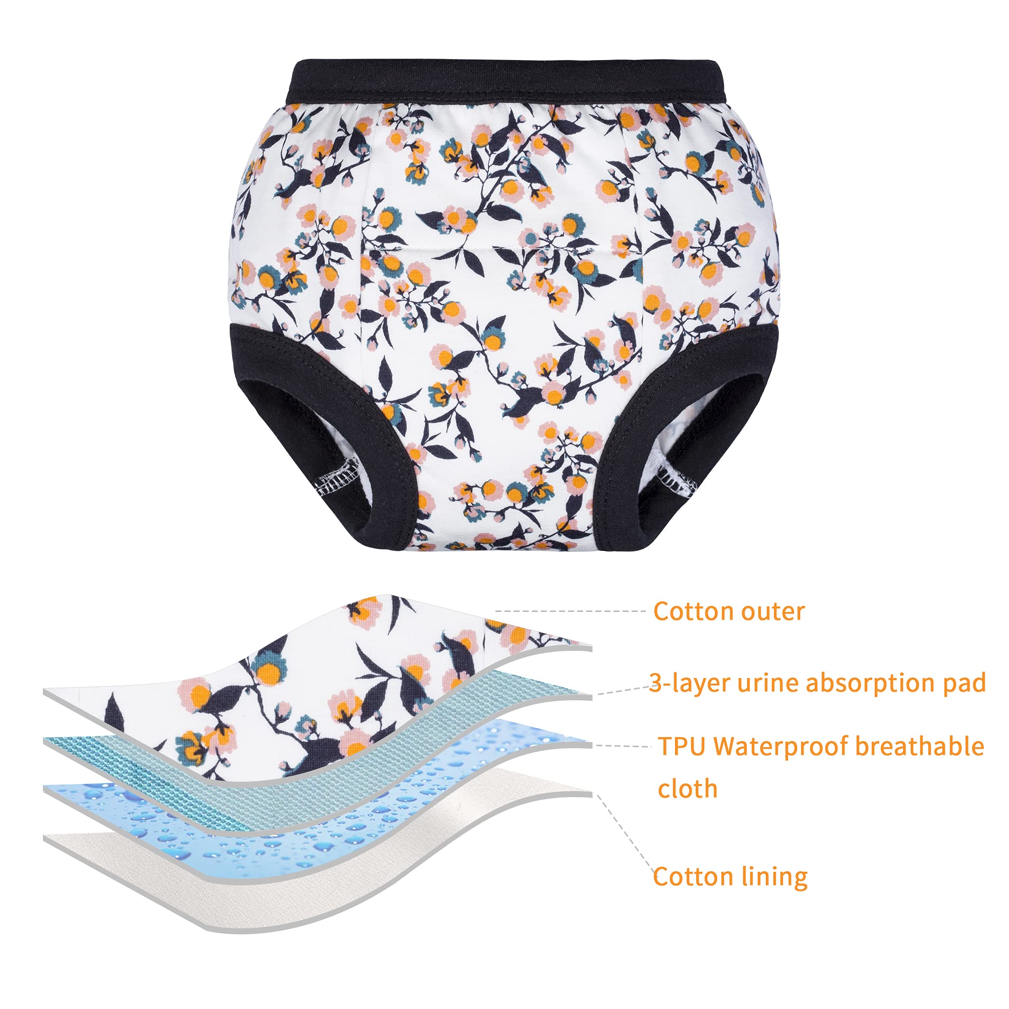 BIG ELEPHANT Toddler Boys Potty Training Pants, Cotton Toilet Training Underwear 8 Pack, 3T