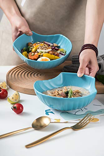 Bruntmor Kitchen Utensil Holder for Countertop, 5.6" Ceramic Utensil Organizer | Set Of 4 Utensil Crocks Countertop Matte Glazed Modern Kitchen Decor For Counter, Easy to Clean, Blue