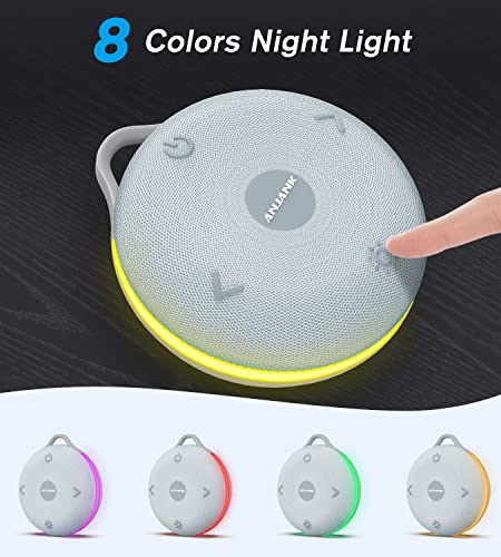 Portable White Noise Machine for Baby Sleeping | 8 Night Lights | 17 Soothing Sounds | USB Rechargeable | Safe Clip Easy Hanging & Child Lock | Compact and Lightweight for On-The-Go & Travel, Kids