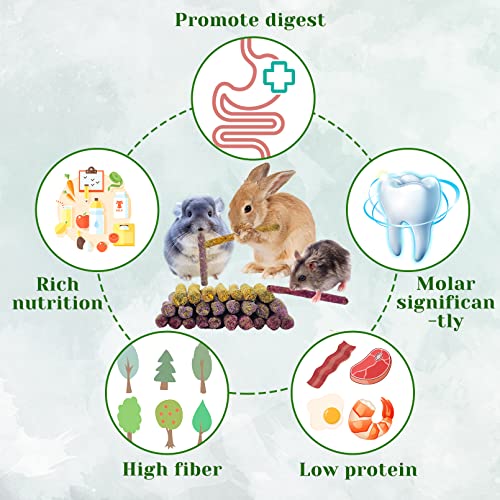 Hamiledyi 68PCS Timothy Hay Sticks Rabbit Chew Toys Mixed Natural Bunny Molar Sticks Guinea Pig Molar Rod Treats for Chinchilla Hamster and Other Small Animals Molars Snack Food