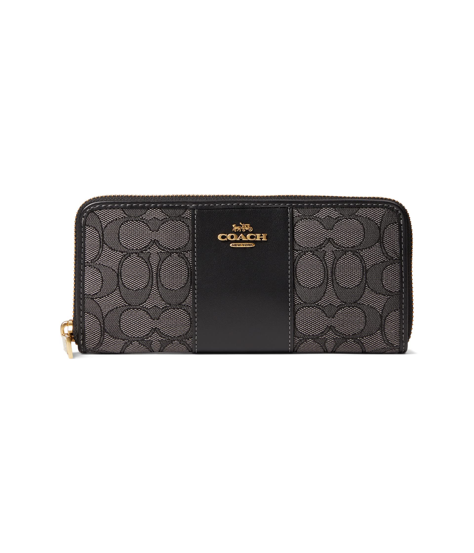 Coach Box Program Signature Jacquard Slim Accordion Zip Smoke/Black One Size