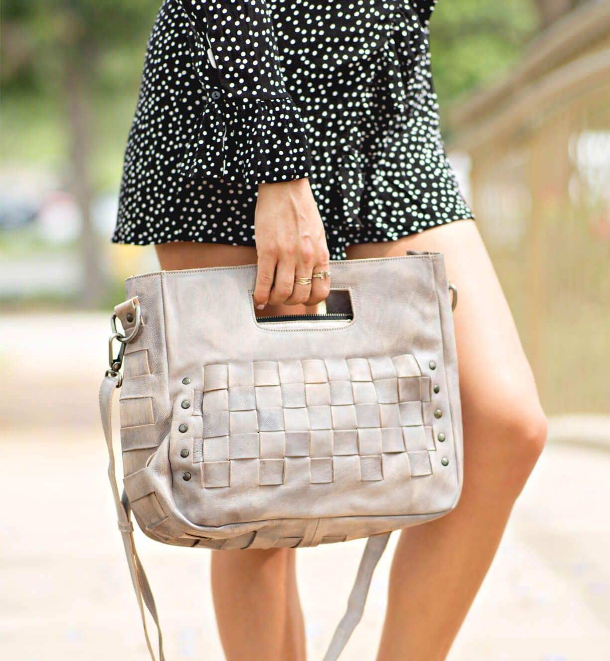 Bed|Stu Women’s Orchid Leather Bag (Light Grey Driftwood)