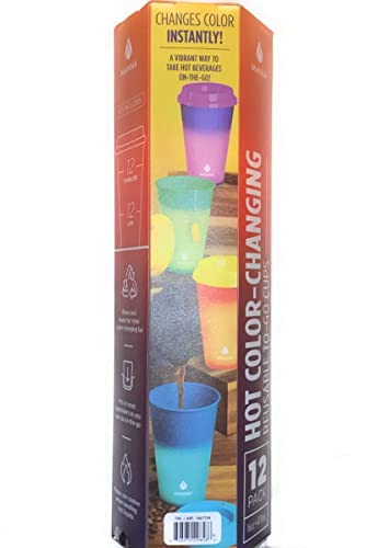 Manna Plastic Hot Color Changing To-Go Cups, 12-pack, 16 ounces