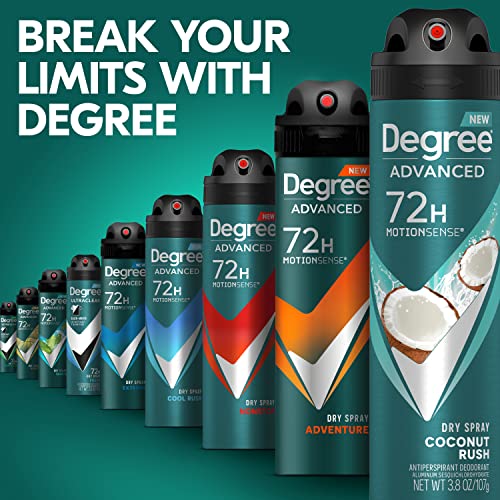 Degree Men Advanced Antiperspirant Deodorant Dry Spray Coconut Rush 3 Count 72-Hour Sweat and Odor Protection​ Deodorant for Men With MotionSense Technology 3.8 oz
