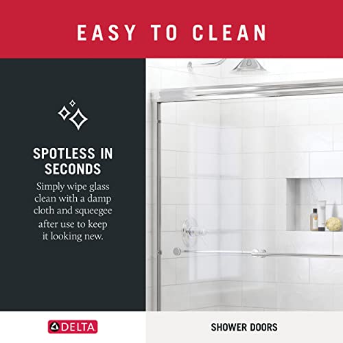 Delta Shower Doors SD3927404 Classic Semi-Frameless Traditional Sliding Bathtub, 60" x 58-1/8", Chrome Track