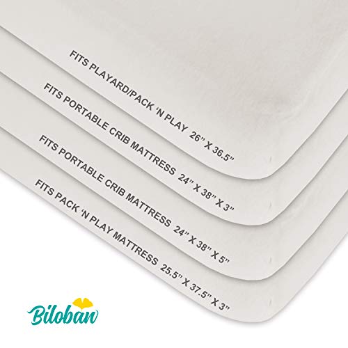 Organic Cotton Pack N Play Sheets, 2 Pack Portable Playard/Mini Crib Mattress Sheets, Ultra Soft, Cream White, Pre-Shrink