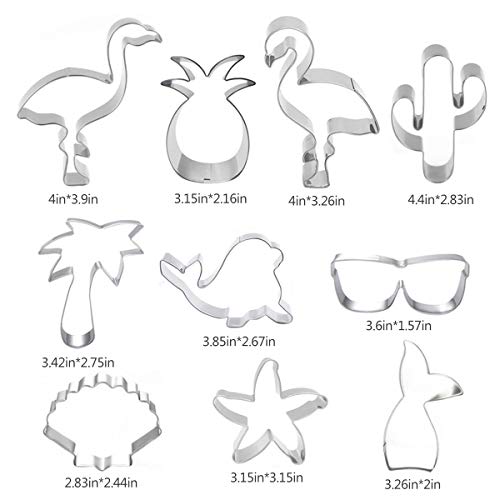 Cieovo 10 Piece Tropical Under the Sea Cookie Cutters, Hawaiian Ocean Creatures Biscuit Cutter for Biscuit, Fondant, Fruit, Bread, Summer Beach Themed Party Supplies