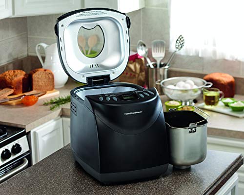 Hamilton Beach (29882C) HomeBaker 2 Lb. Bread Maker Machine with 12 Program Cycles, Non-Stick Dishwasher-Safe Pan and 2 Kneading Paddles, Black (Renewed)