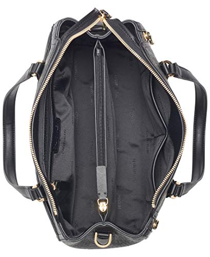 Calvin Klein Reyna Novelty Satchel, Black/Gold, One Size