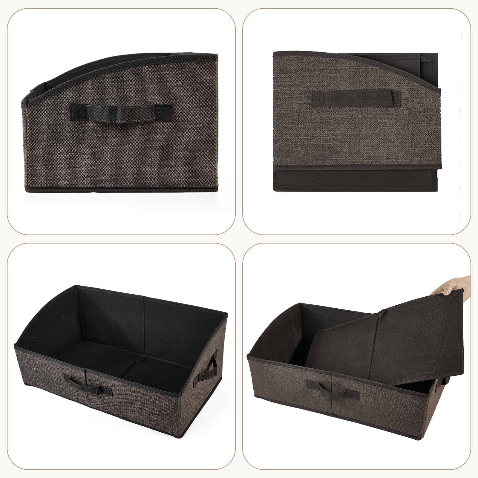 DAYARD Fabric Bins [3-Pack], Trapezoid Storage Bins with Handles, Foldable Baskets Storage Boxes for Shelves, Closet, Bookshelf, Organizer Containers, 20 x 11 x 8 inch Coffee