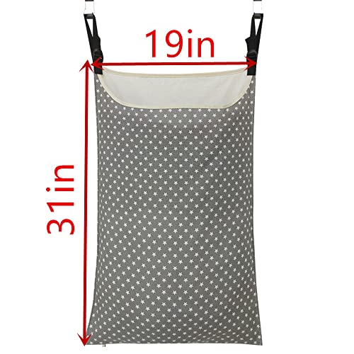 HDHYK Adjustable Space Saving Door Hanging Laundry Hamper Bag Dorm Laundry Bag,Wide Open Top Over The Door Laundry Hamper with Free Hanging Hooks