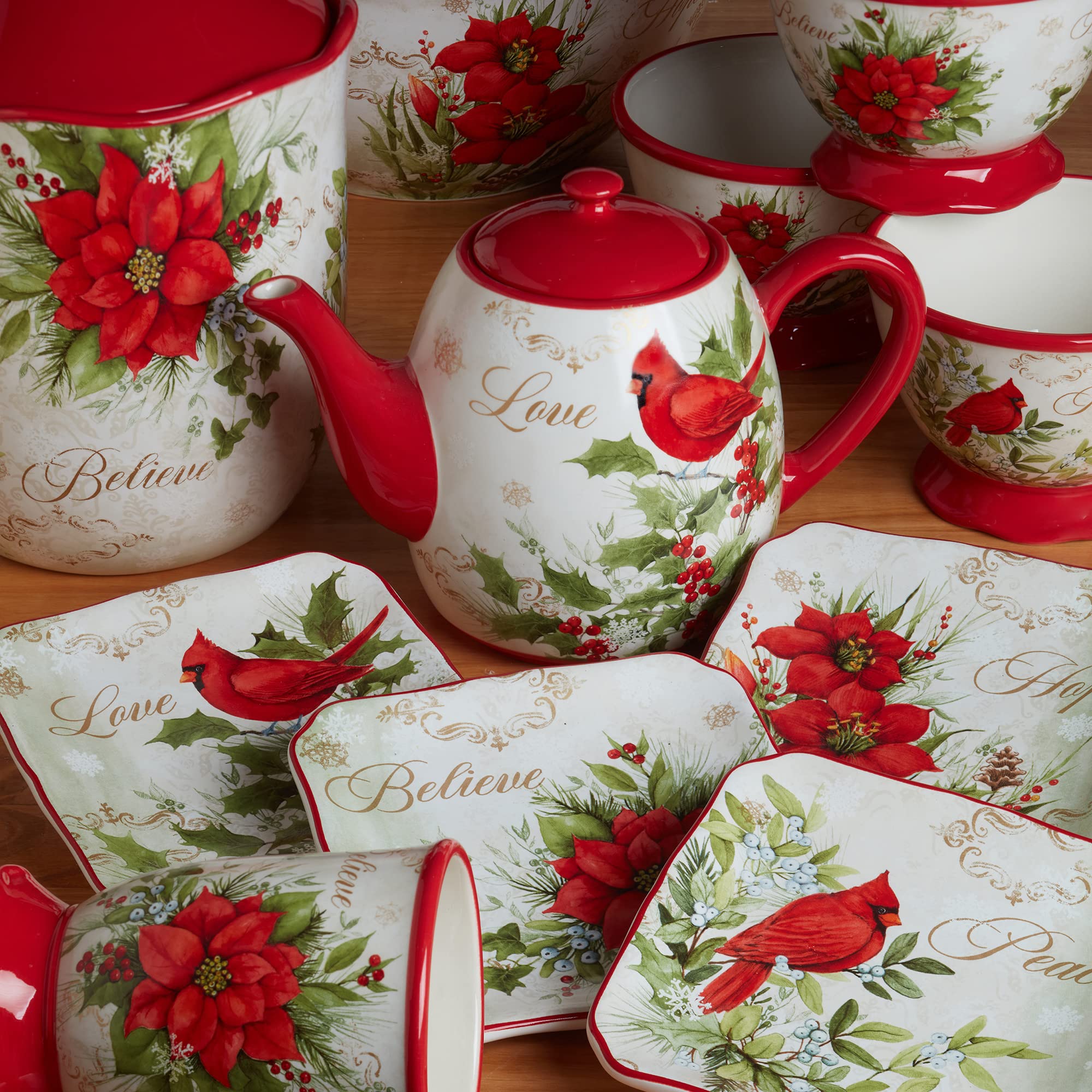 Certified International Winter's Medley 8" Soup/Cereal Bowls, Set of 4