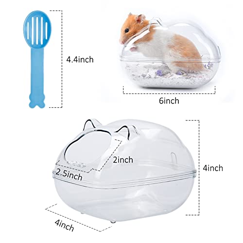 Hamster Sand Bath Container Small Animal Litter Box Bathtub Critter's Bathroom with Scoop Accessories for Mice Hedgehog Lemming Gerbils or Other Small Pets