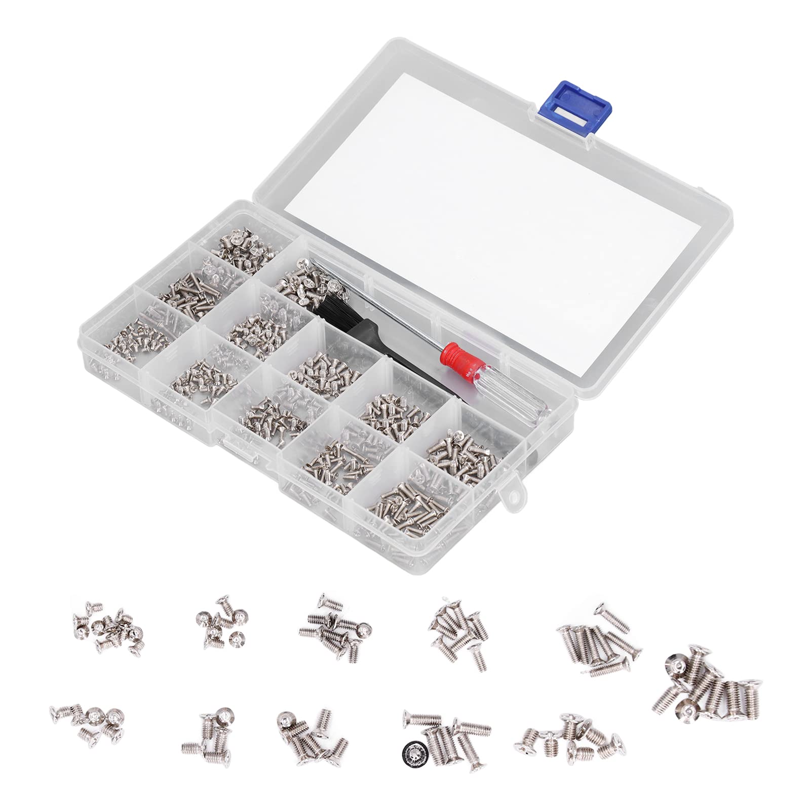 Computer screw set, narrow uniform threads M2 M2.5 M3 600 pieces Computer screw with flat head Nondeformable Replacement with screwdriver brush for