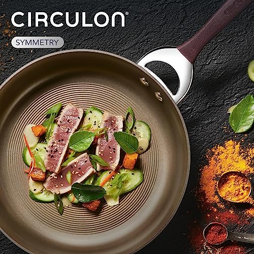 Circulon Symmetry Hard Anodized Nonstick Wok / Stir Fry Pan with Helper Handle - 14 Inch, Red