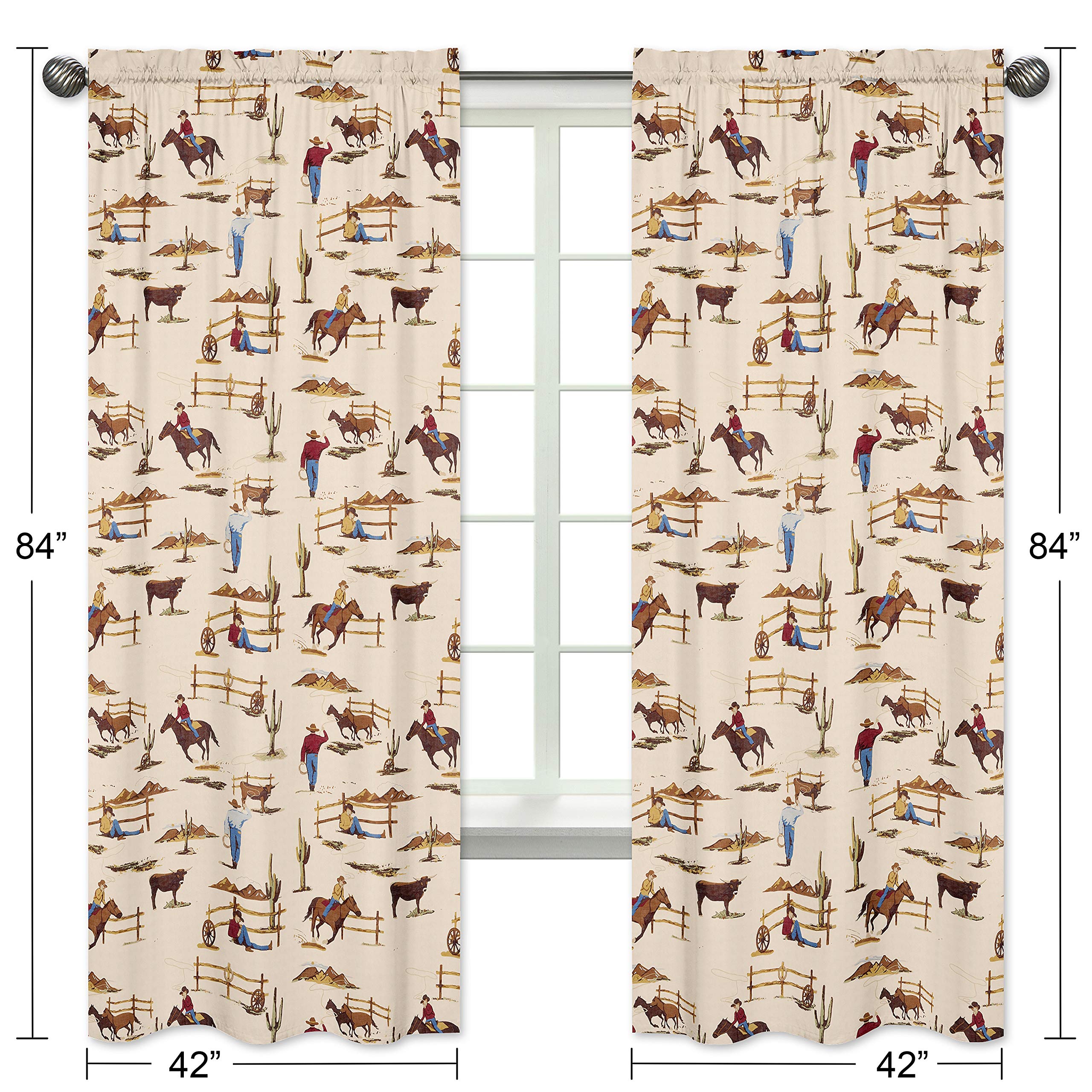 Sweet Jojo Designs Wild West Cowboy and Horses Print Window Treatment Panels - Set of 2