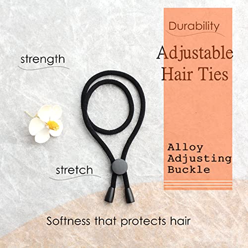 Degfey 6PCS New Adjustable Hair Ties Long Headband for Natural, Thick, Kinky & Curly Afro Puff Ponytail Holder for Women (Style A-BLACK-6PCS)