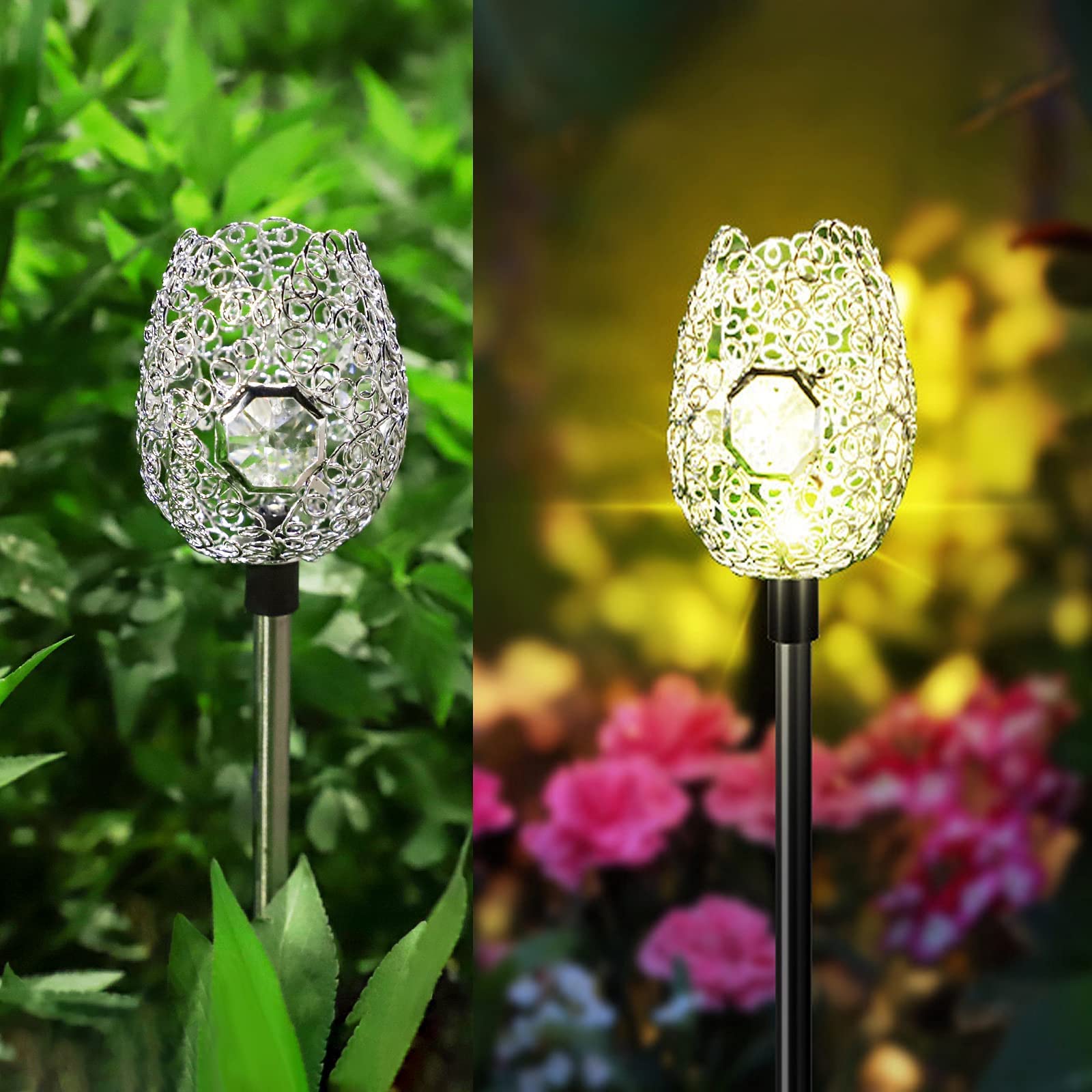 Solar Outdoor Lights 2 Packs,Garden Decor Pathway Lights Anzid Landscape Lighting Waterproof for Outside Backyard Fence Lawn Patio