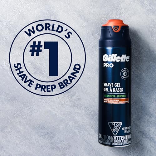 Gillette PRO Shaving Gel For Men Cools To Soothe Skin And Hydrates Facial Hair, 7oz, ProGlide Sensitive 2 in 1 Shave Gel
