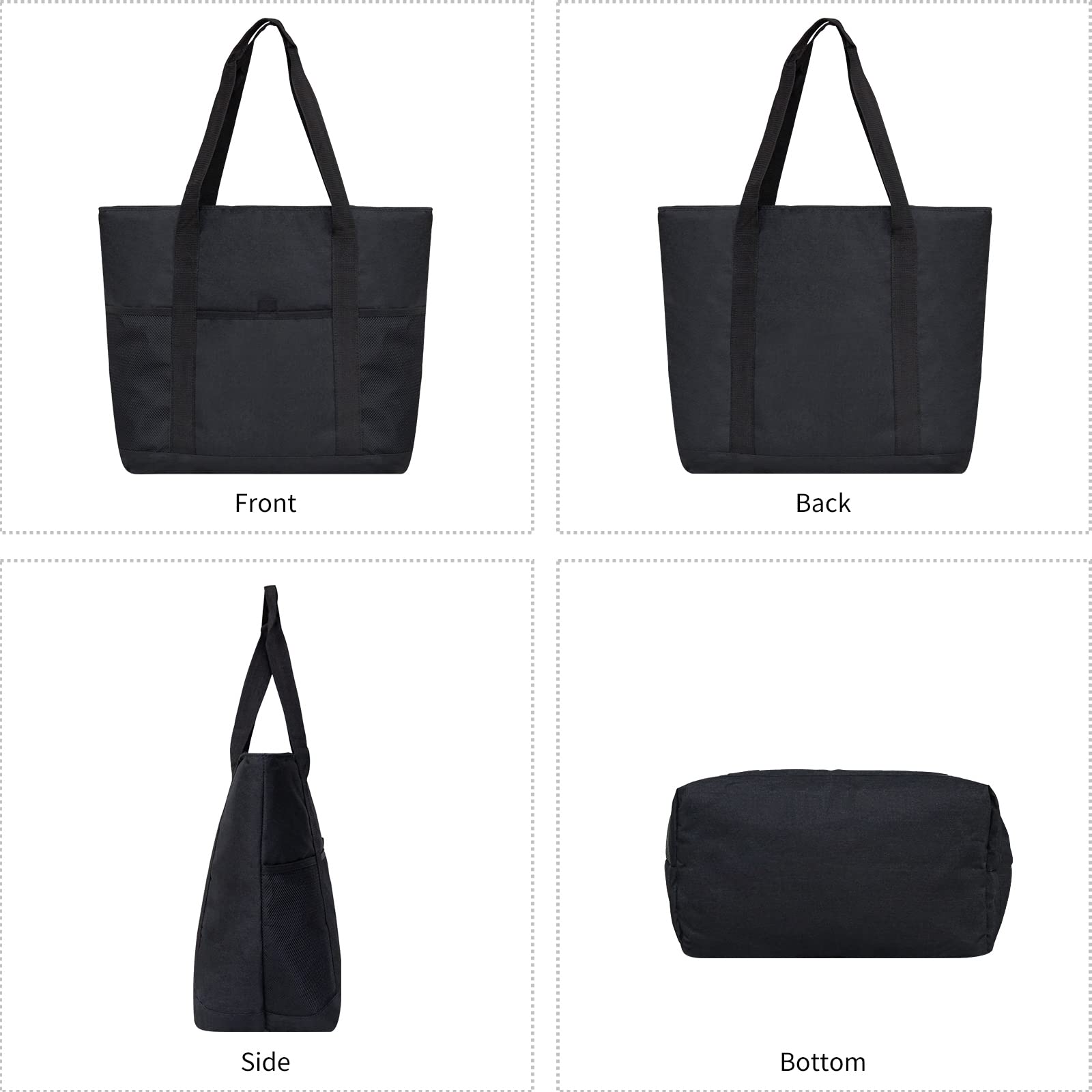 Bsfming Large Insulated Cooler Bag with Removable Liner, 20"L x 16"H x 8"W, Black