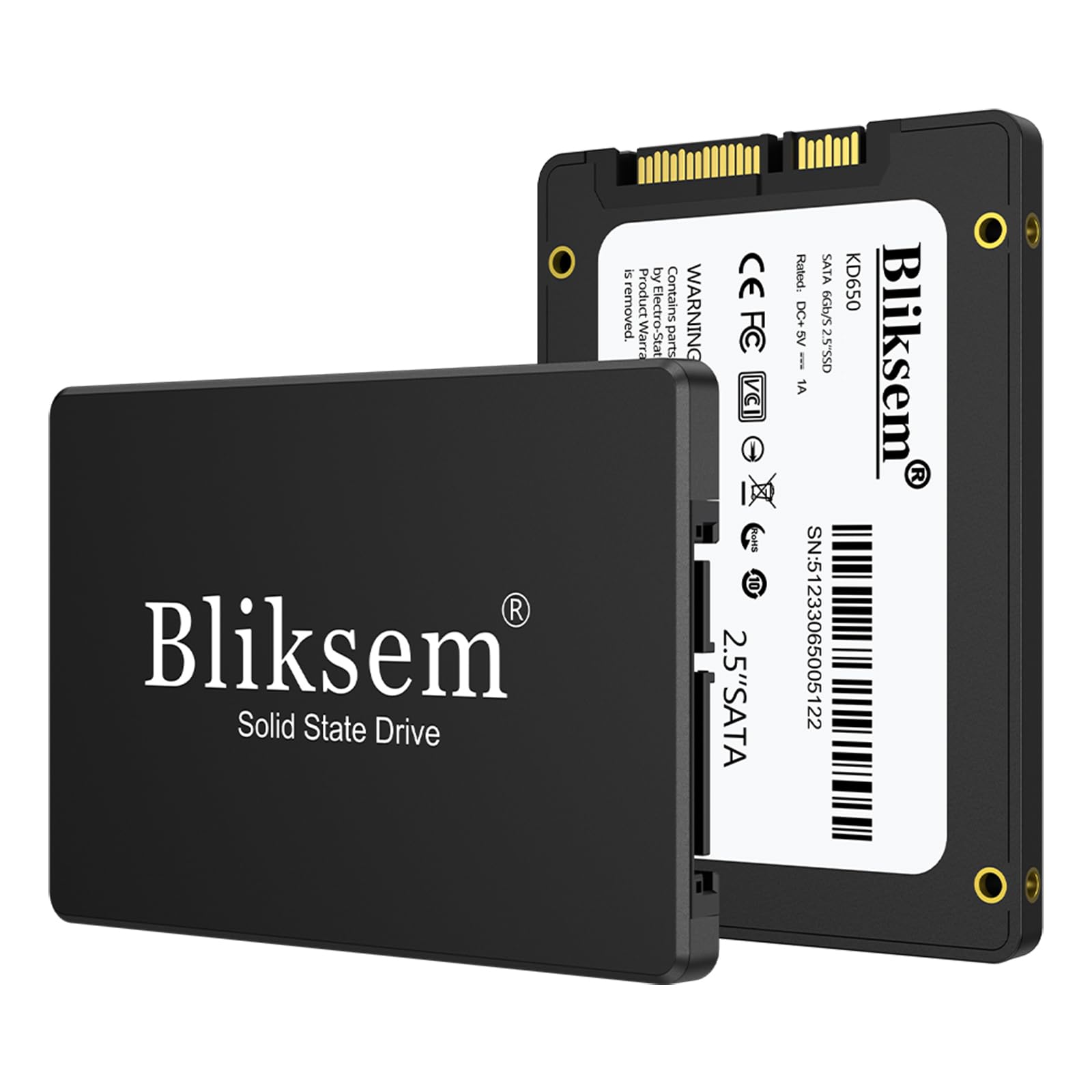 Bliksem SSD 480gb With Sata Cable H650 SATA III 6Gb/s 2.5″7mm 3D NAND Internal Hard Drive Up to 500Mb/s Solid State Drive For Laptop and PC (black 480gb)