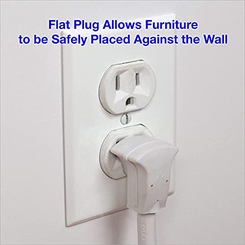 Clear Power 6 Outlet Power Strip 3 ft Power Cord, Low-Profile Flat Plug, 3-Prong Grounded, White, 15 Amp Circuit Breaker, 2 Pack, DC3S-00222P-DC