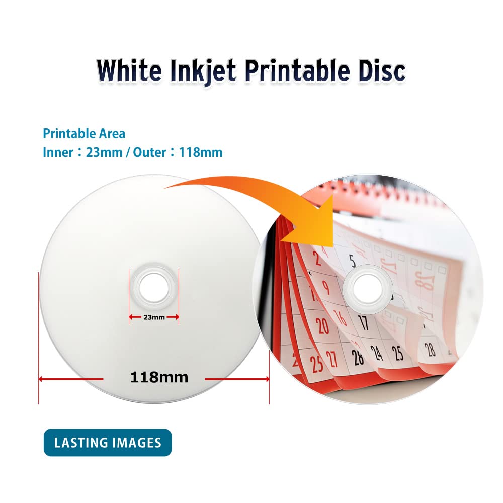 Optical Quantum 6X 50 GB BD-R DL Glossy White Inkjet Printable Blu-Ray Double Layer 10-Disc Spindle OQBDRDL06GWIPH-10