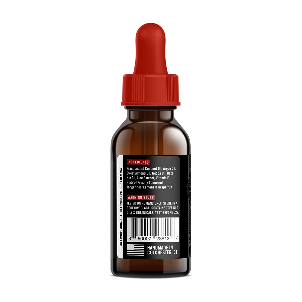 Beard Octane: Citrafella - Natural Beard Oil w/Argan Oil - 1 Oz - Promotes Softer Beards - Made in USA - Premium Beard Care