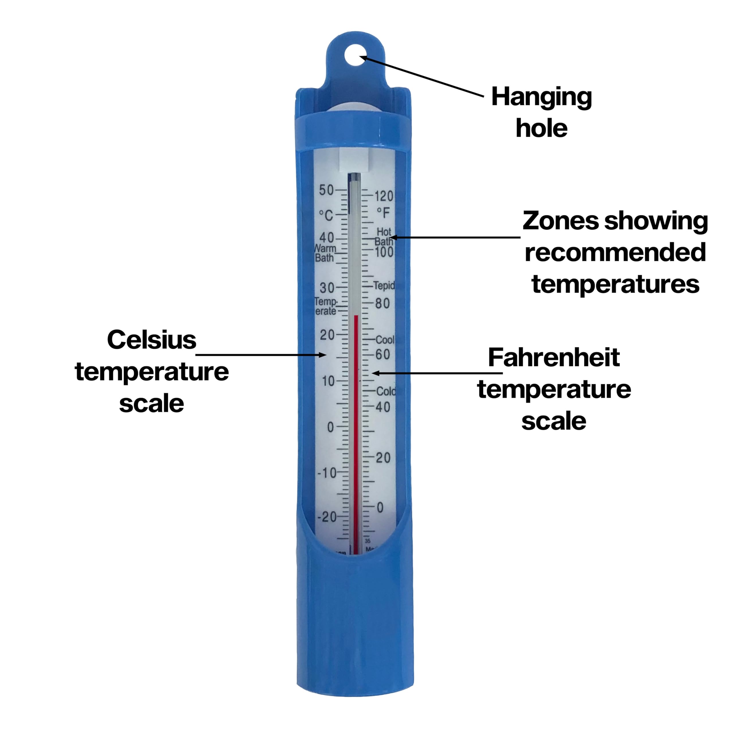 Swimming Pool Thermometer 230mm - Hot Tub Scoop Water Temperature Thermometer Sampling Bath Baby Elderly Kids
