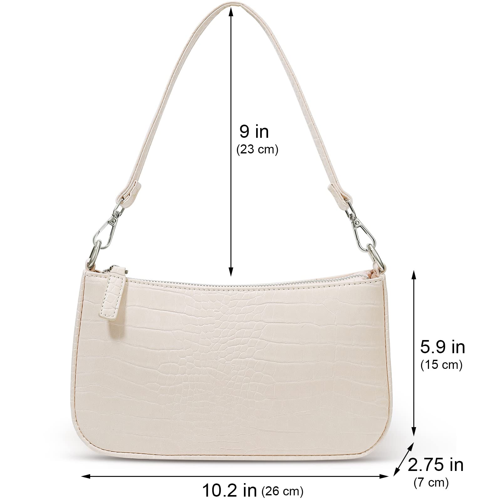 NIUEIMEE ZHOU 90s Shoulder Bag for Women Vegan Leather Crocodile Purse Classic Clutch Handbag