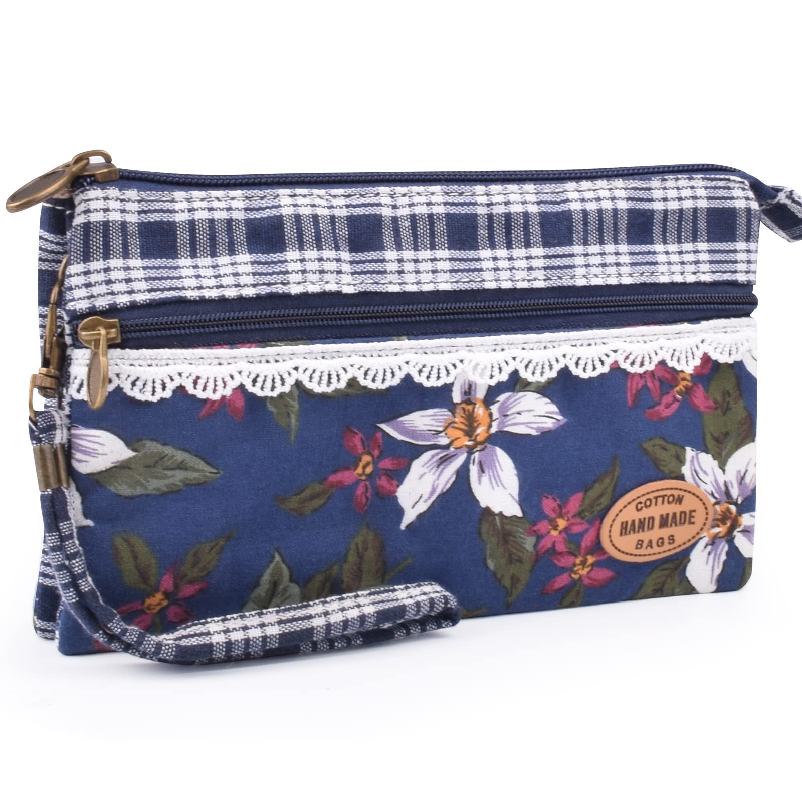 LassZone Canvas Cute Crossbody Handbags Cell Phone Purse Wallet Flowers Pattern Small Change Pouch Bags for Women Girls