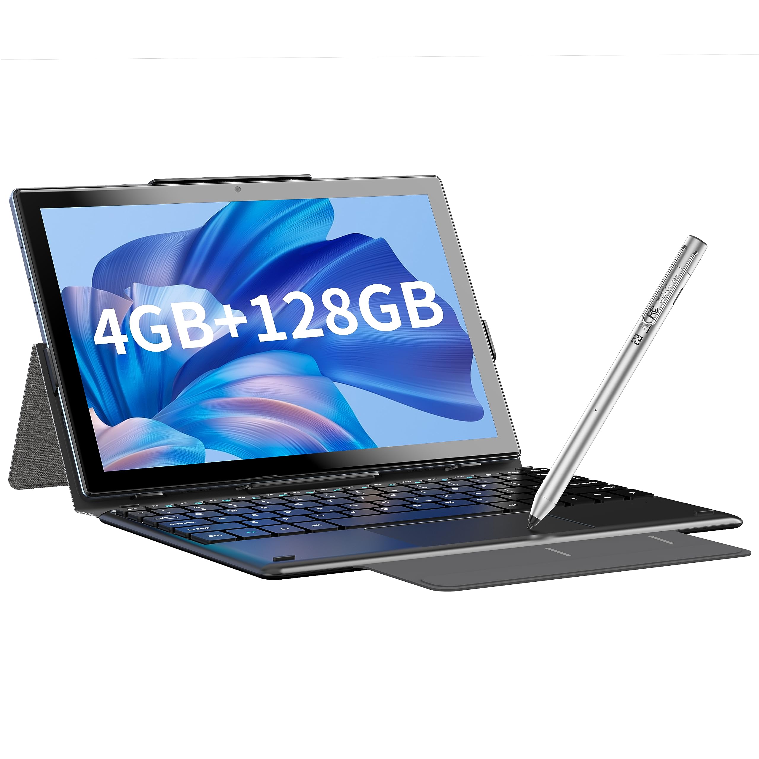 BYYBUO Tablet 10.1 inch, 2 in 1 Android 12 Tablets with Keyboard Case, 4GB+128GB,1920x1200 FHD Display,7000mAh Battery,Octa-Core Processor,5G+2.4G WiFi,Bluetooth,GPS,FM,Metal Body (2023 Newest)