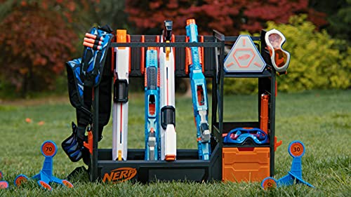 Nerf Elite Blaster Rack - Storage for up to Six Blasters, Including Shelving and Drawers Accessories, Orange and Black - Amazon Exclusive