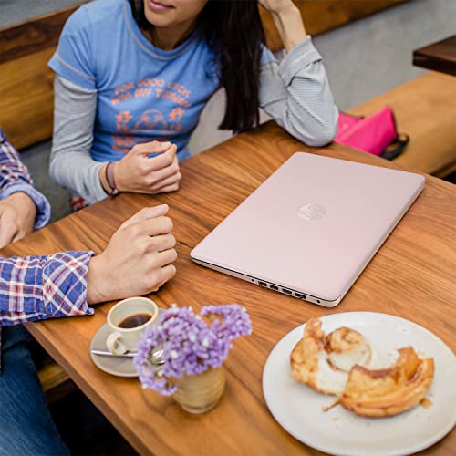 HP 2022 Premium 14-inch HD Thin and Light Laptop, Intel Quad-Core Processor, 16GB RAM, 64GB Storage, Long Battery Life, Webcam, Bluetooth, HDMI, Wi-Fi, Pink, Windows 11 + 1 Year Microsoft 365