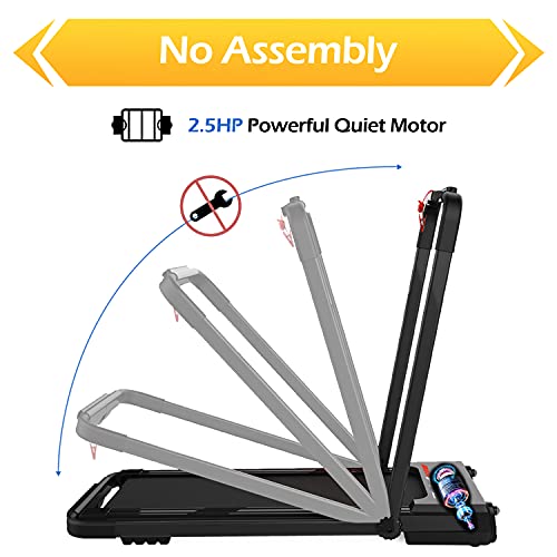 FYC Under Desk Treadmill for Home 2-in-1 Folding Treadmill 2.5HP Compact Treadmill Exercise Workout Electric Foldable Running Machine Portable Treadmill for Walking, Installation-Free Green