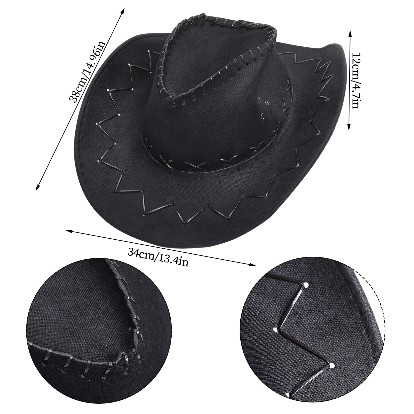choyaxo Western Cowboy Costume Set Including Cowgirl Hat Heart Shaped Sunglasses and Bandana for Halloween,Black