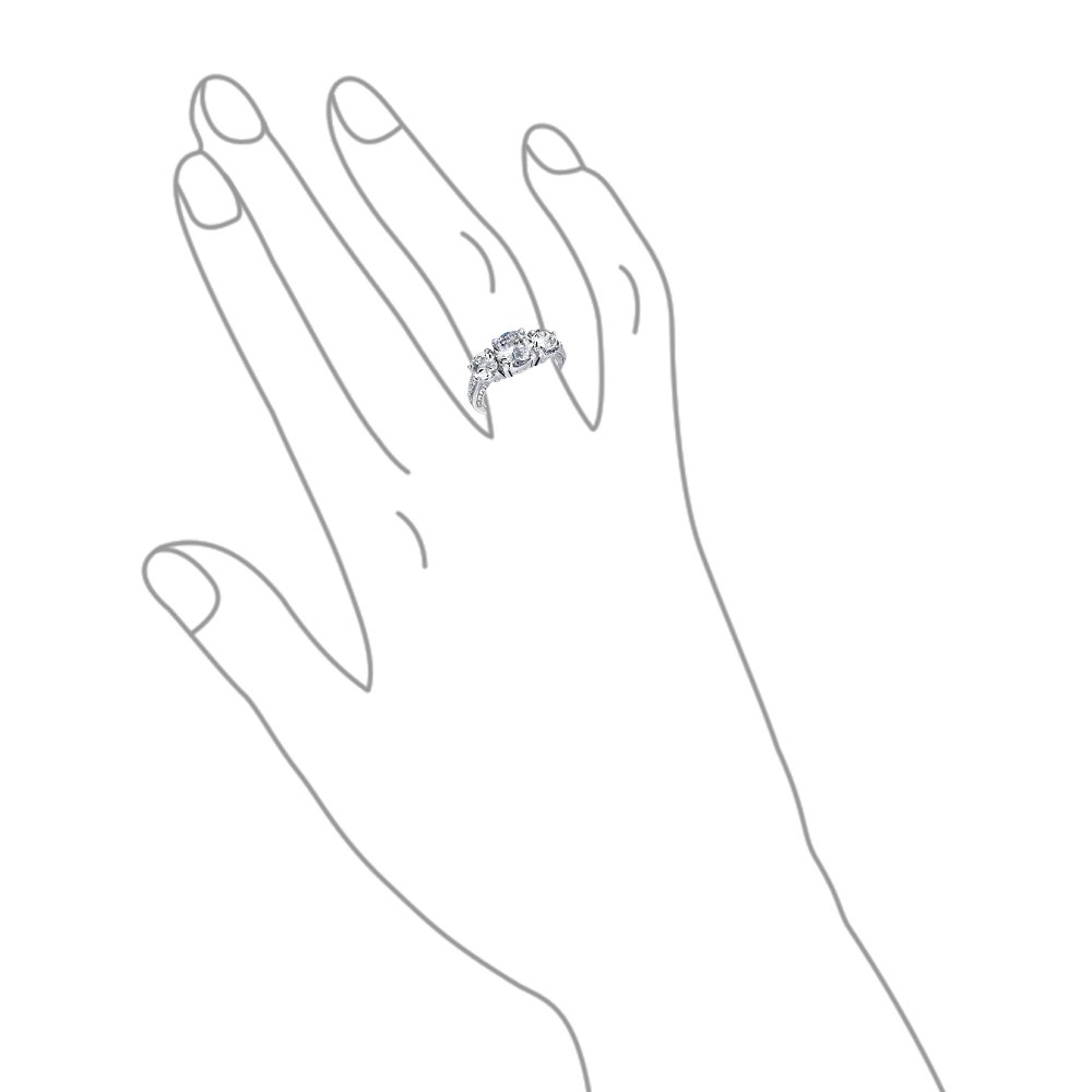 Bling Jewelry 925 Silver Past Present Future 3 Stone CZ Engagement Ring ,8
