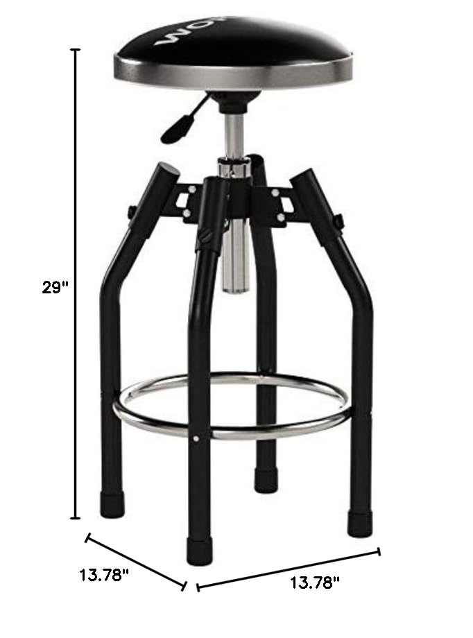 WORKPRO Heavy Duty Adjustable Hydraulic Shop Stool,Garage Bar Stool, 29in to 33.86in, 330-Pound Capacity, Black
